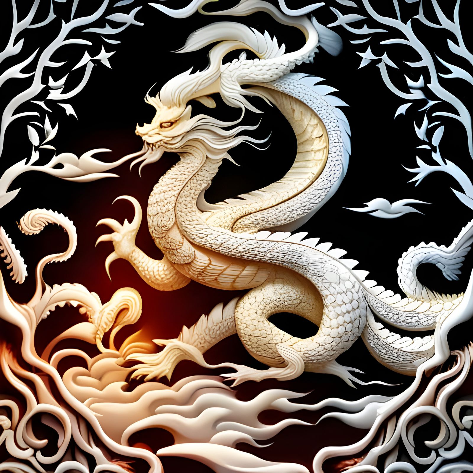 Ivory dragon - AI Generated Artwork - NightCafe Creator