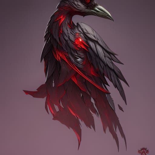 decaying zombie crow with red eyes - AI Generated Artwork - NightCafe ...