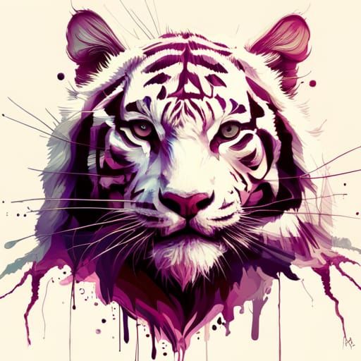 portrait of a majestic white tiger: inkblot art by Alberto Seveso ...