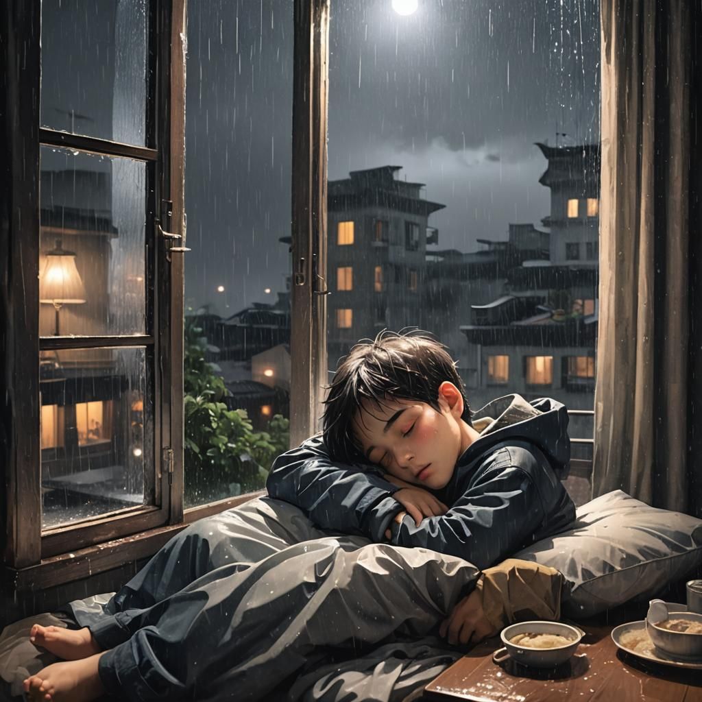 Raining Night - AI Generated Artwork - NightCafe Creator