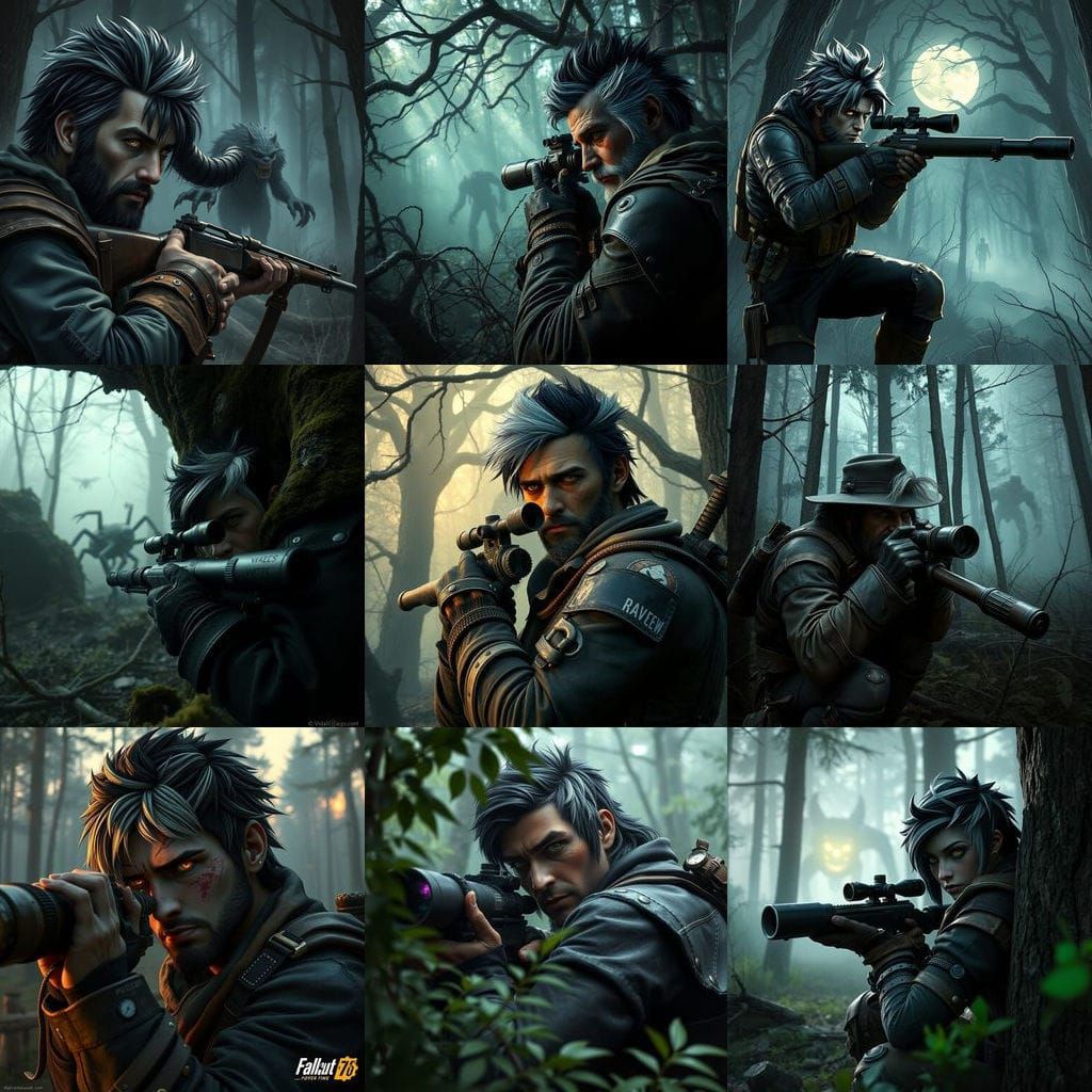 Vali Ravenclaw A male Fallout 76 character with black and white hair ...