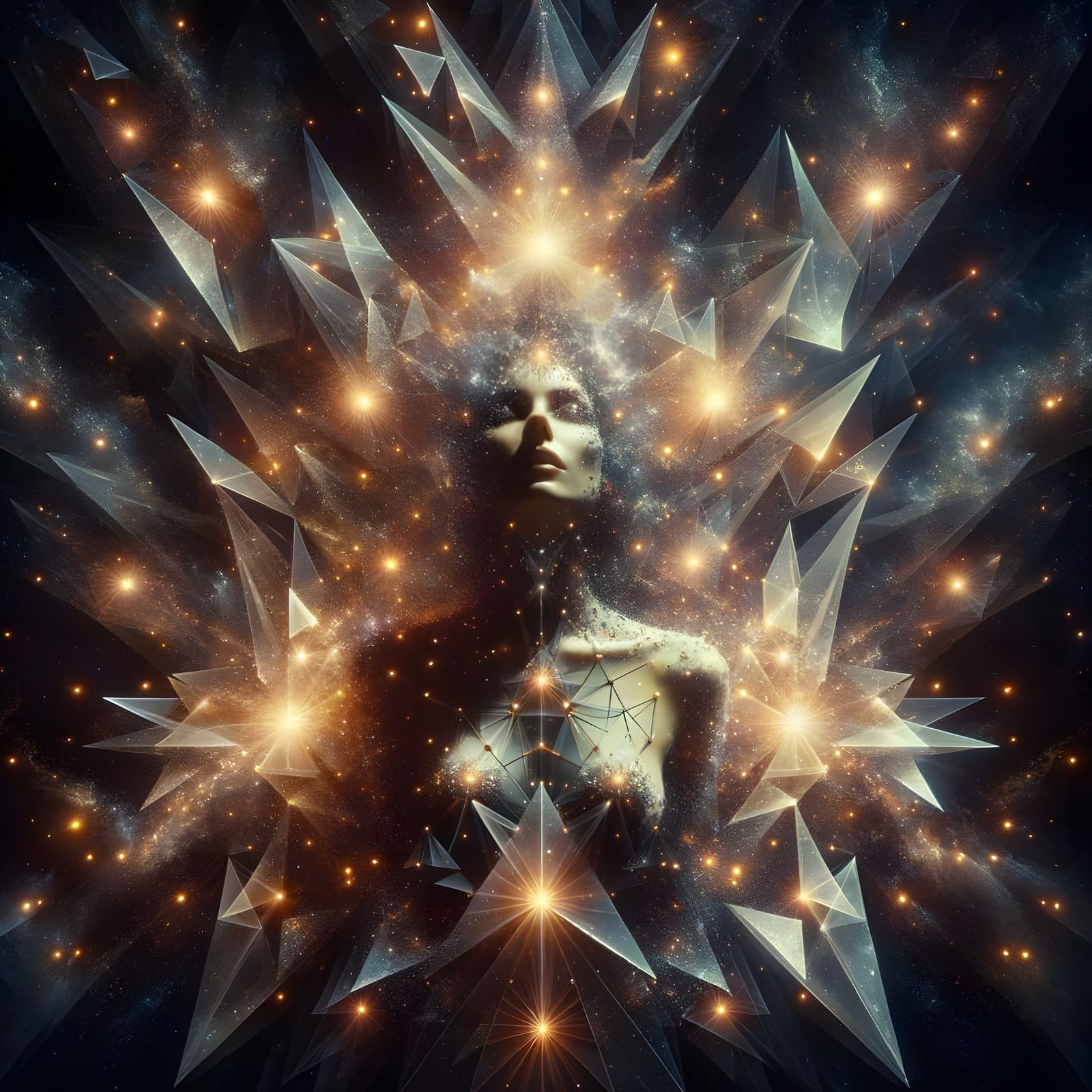 Beautiful Triangles - Surreal Double Exposure Artwork with T...