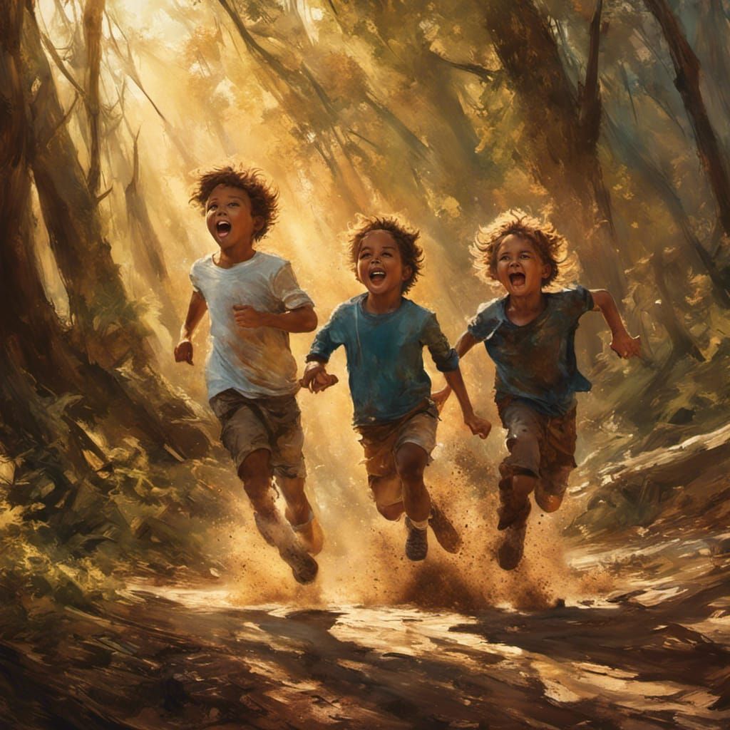 Three Happy Kids - AI Generated Artwork - NightCafe Creator
