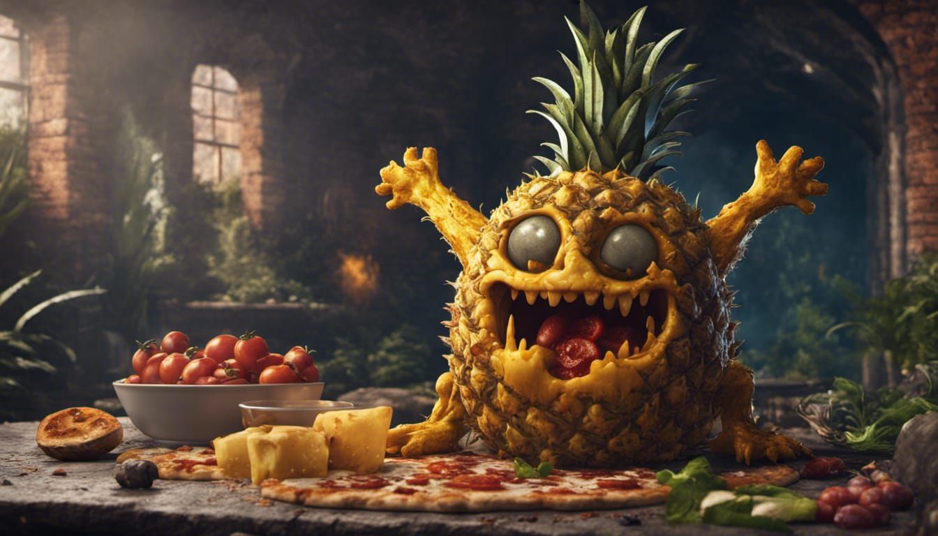Evil Pineapple pizza monster - AI Generated Artwork - NightCafe Creator