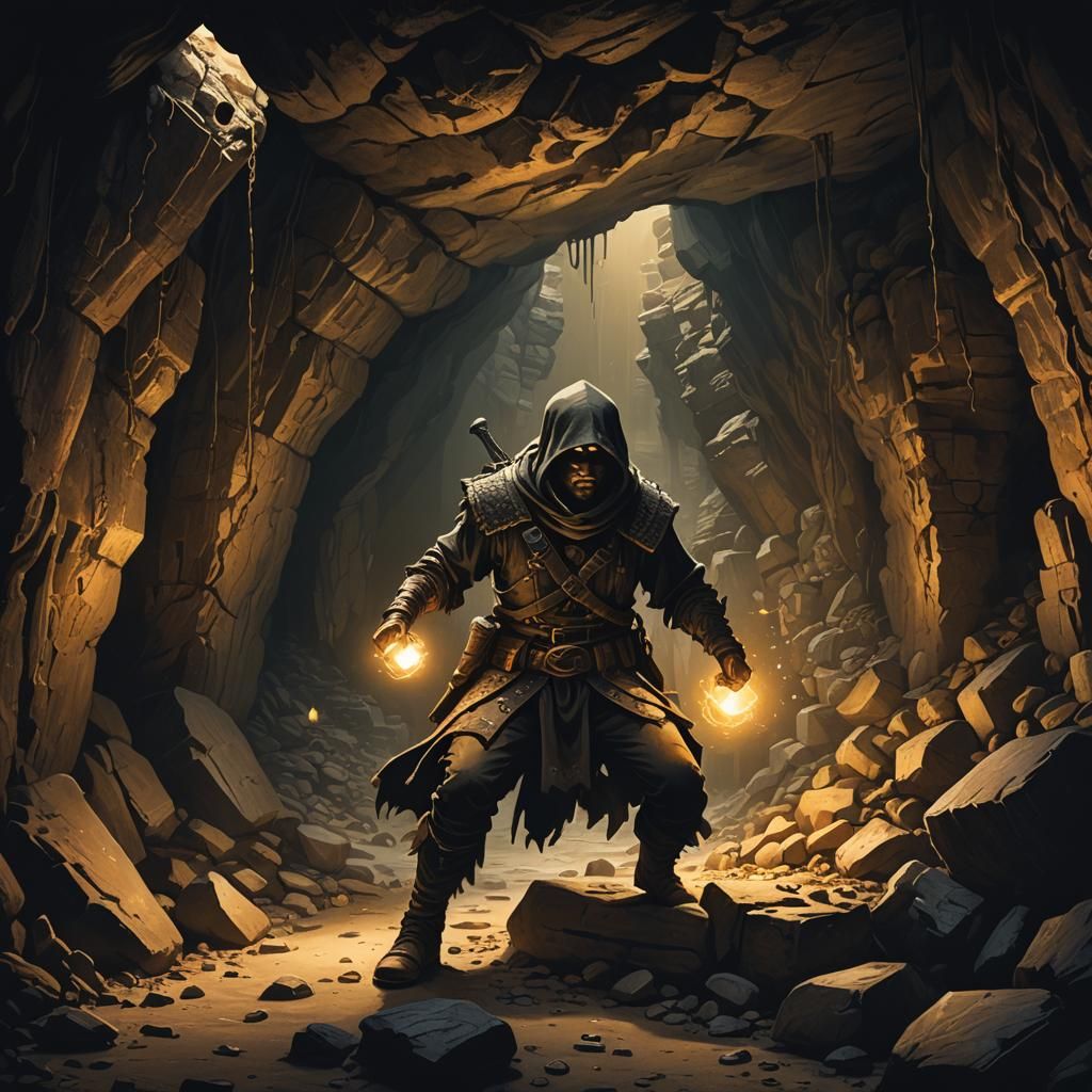 DND bandit cave - Dramatic Fantasy Bandit in a Golden Hour C...