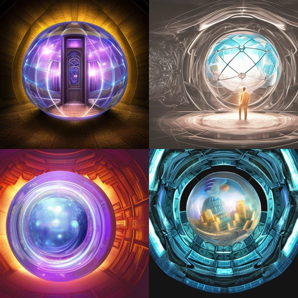 A crystal Esphere with a door. The door will be opened by a man with a ...