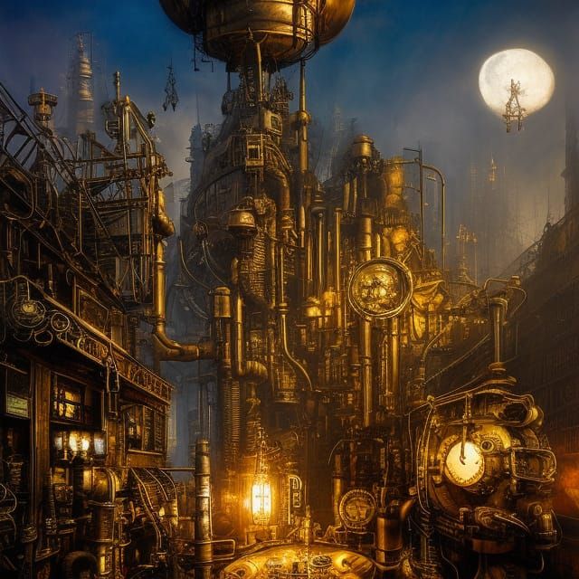 Steampunk Dieselpunk Streetpunk Refinery - AI Generated Artwork ...