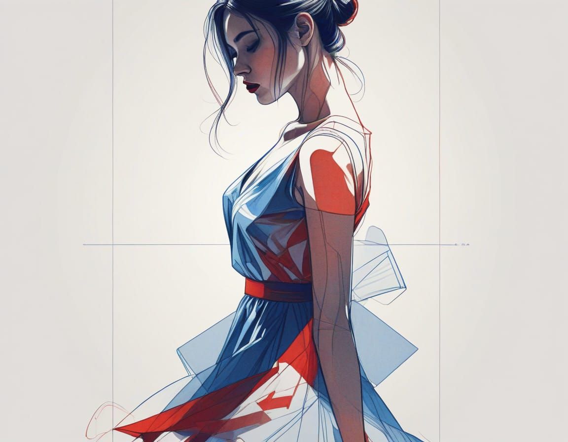 Elegant Female Dancer in Translucent Summer Dress,... - AI Art