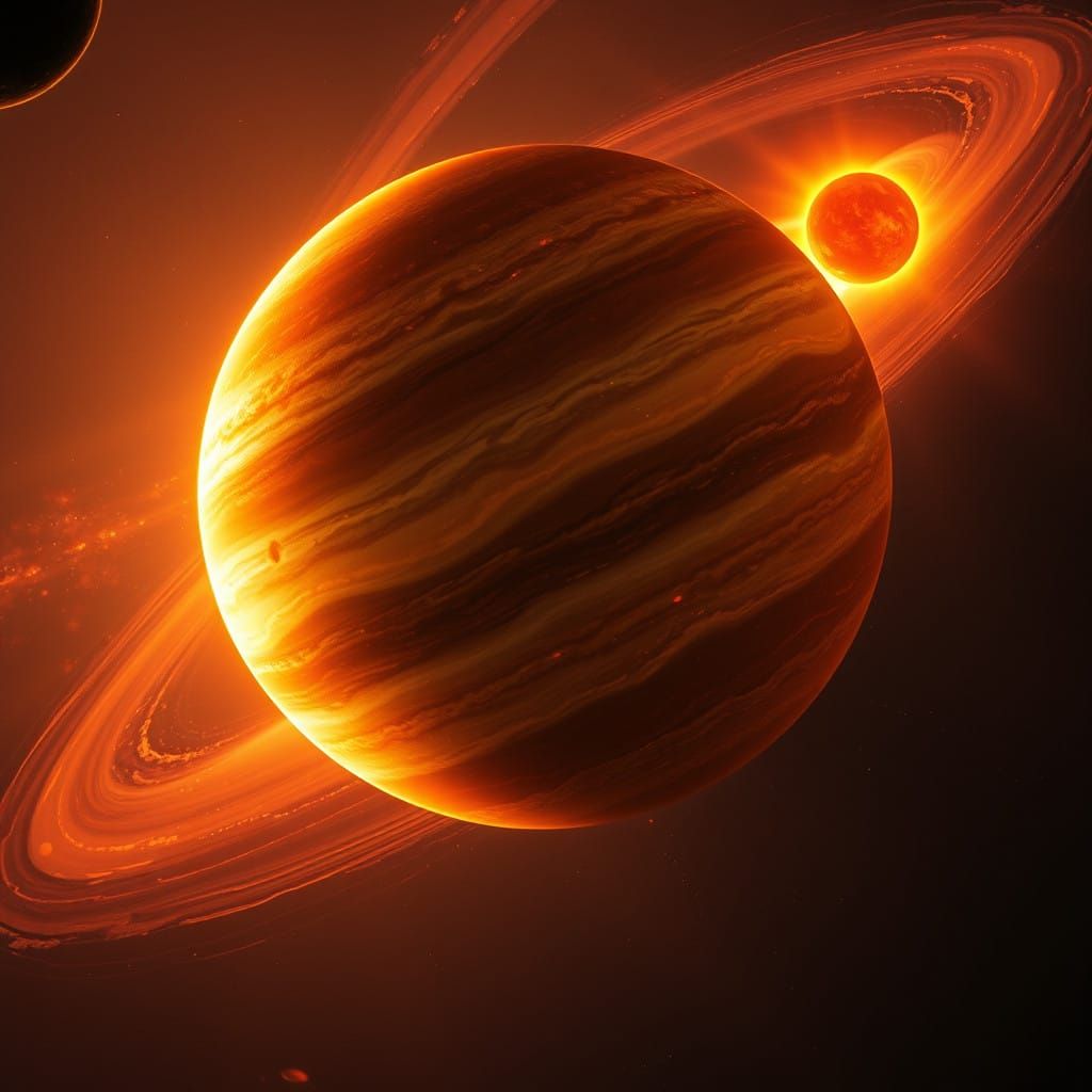 Hot Gas Planet - Cosmic Giant, Dazzling with Fiery Orbs and ...