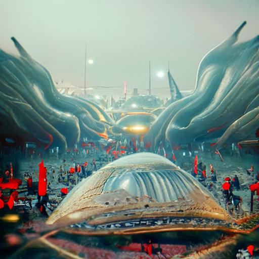 Sci-fi alien invasion on Supreme galactic city by Beeple, Vincent di ...