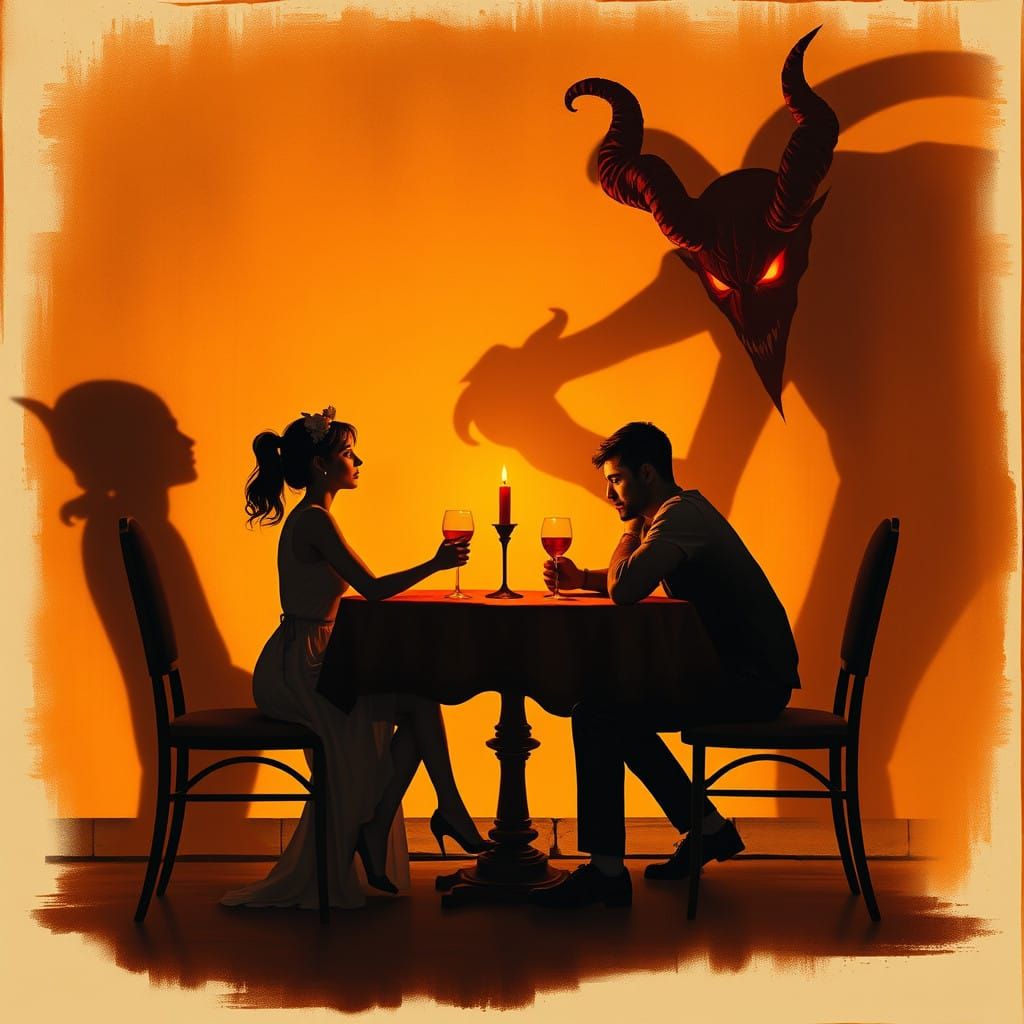 Surreal Romance in Dark, Whimsical Lighting - AI Art