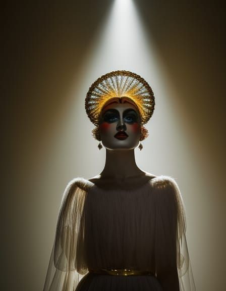 A stunning frontal portrait of a clown with expressive eyes and a ...