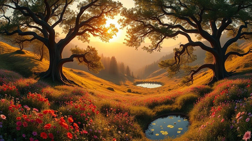 Ethereal Valley Panorama in Photorealistic Style - AI Art