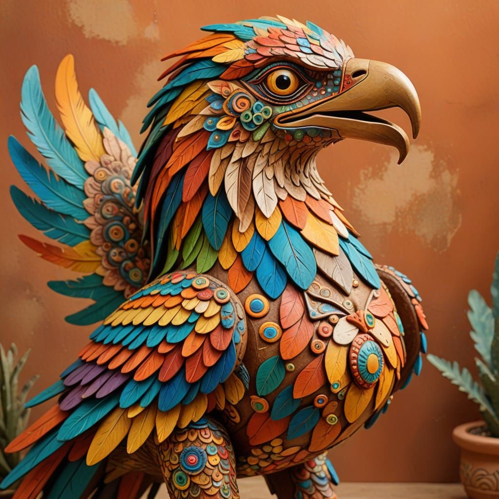 Alebrijes #2 - Vibrant Eagle-Fish-Horse Alebrije Sculpture