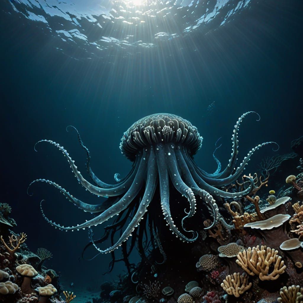 Abyssal Ocean Depths Reveal Colossal Sea Creature ... - AI Art