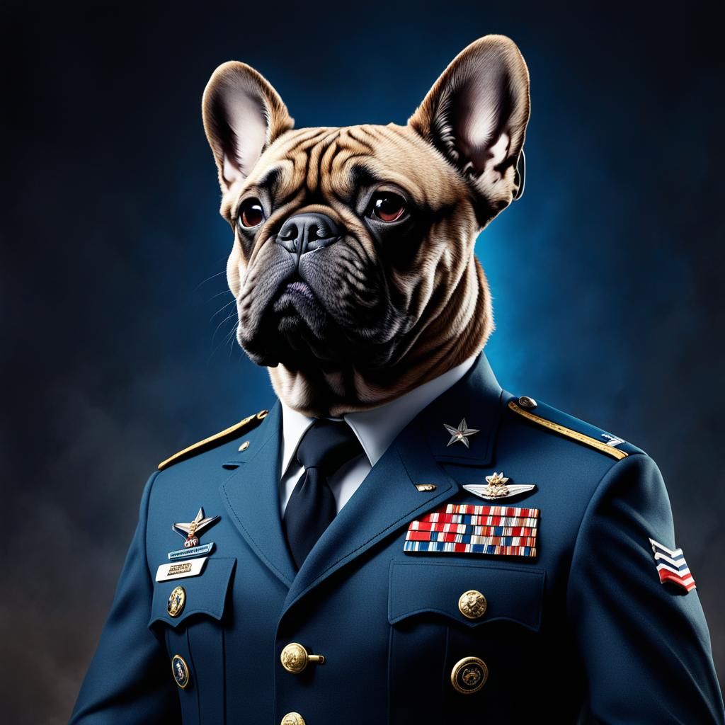 US Airforce colonel French Bulldog Frenchie - AI Generated Artwork ...