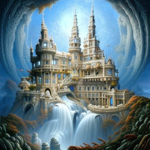 M. C. Escher Ivory City - AI Generated Artwork - NightCafe Creator