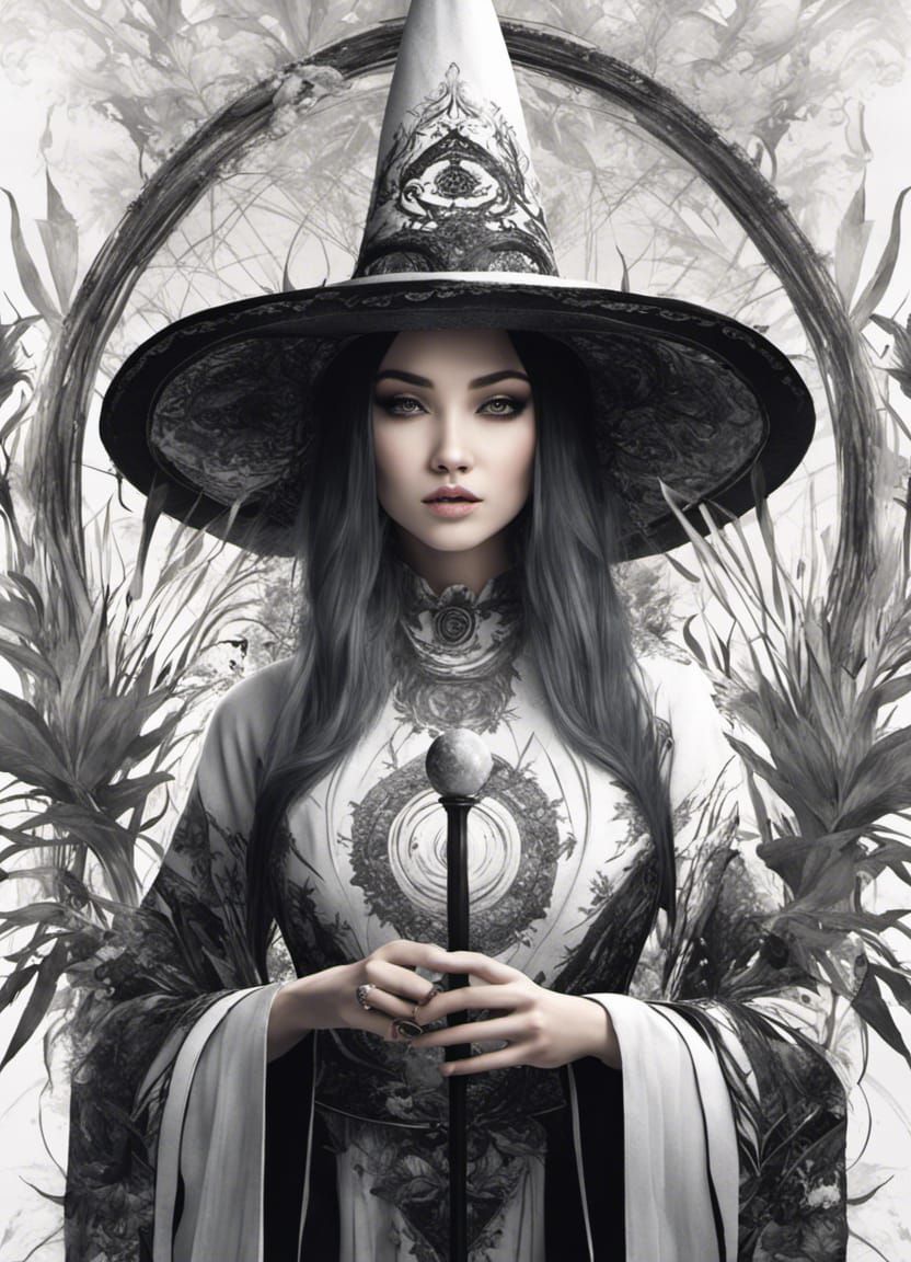 Black and White Witch - AI Generated Artwork - NightCafe Creator