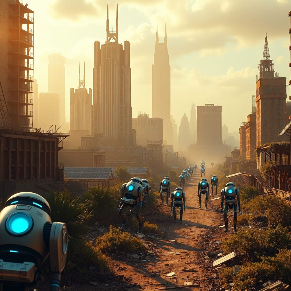 Solar panels and solar cells :: A post-apocalyptic cityscape in a ...