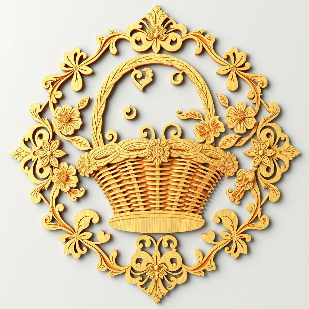 Generate a laser-ready 2D vector file (SVG, AI, DXF) of a Baroque ...