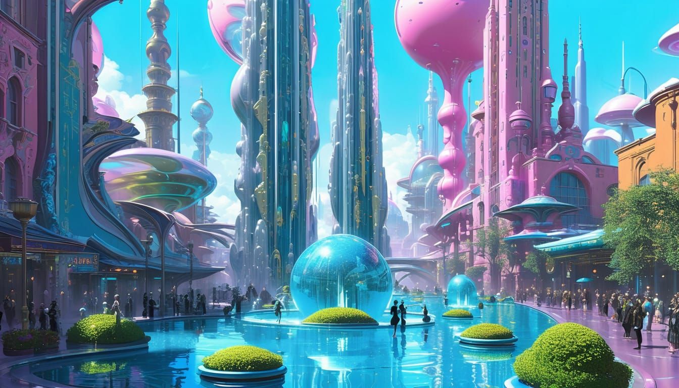 beautiful retrofuturistic solarpunk and atompunk a... - AI Art