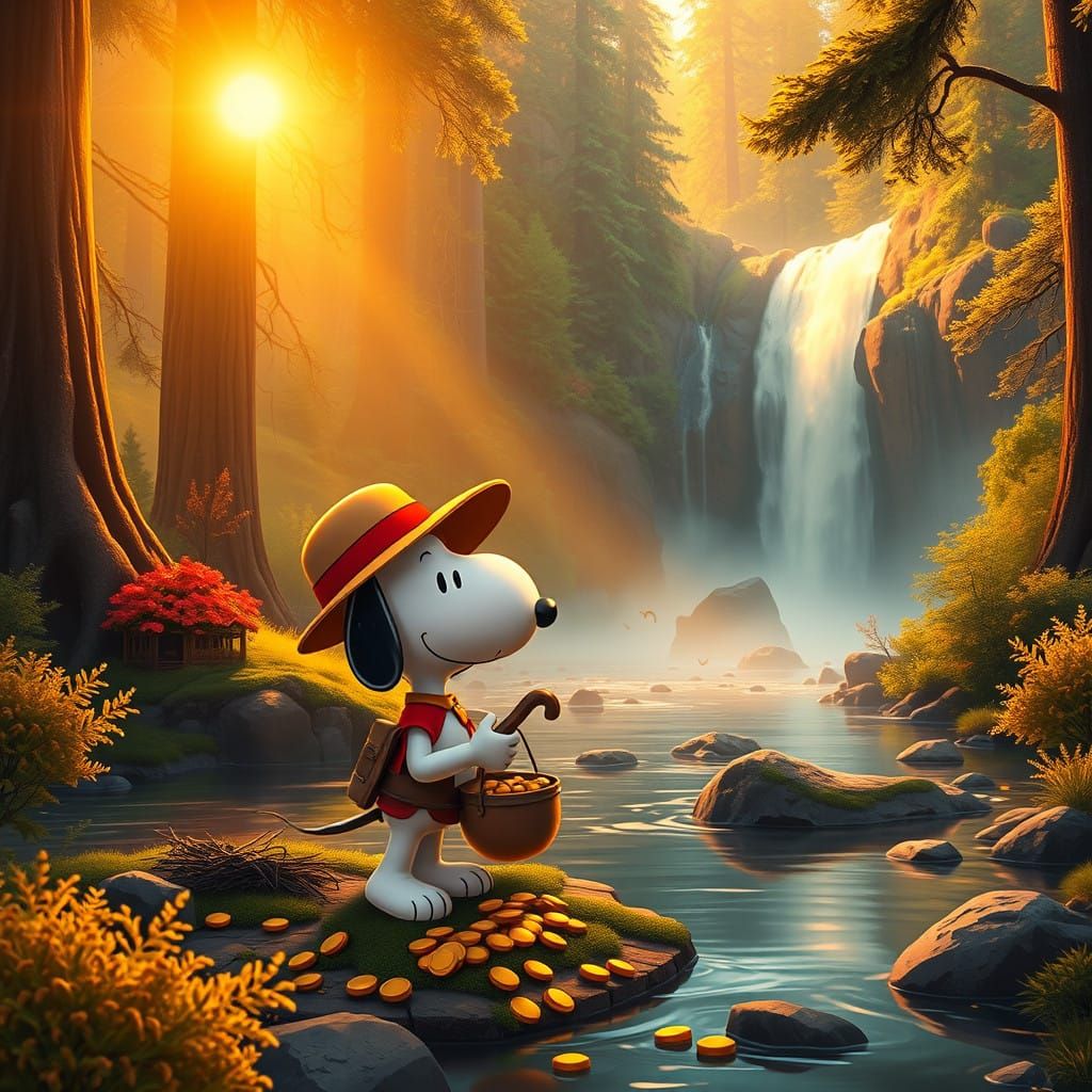 Snoopy in California Gold Rush Landscape - AI Art