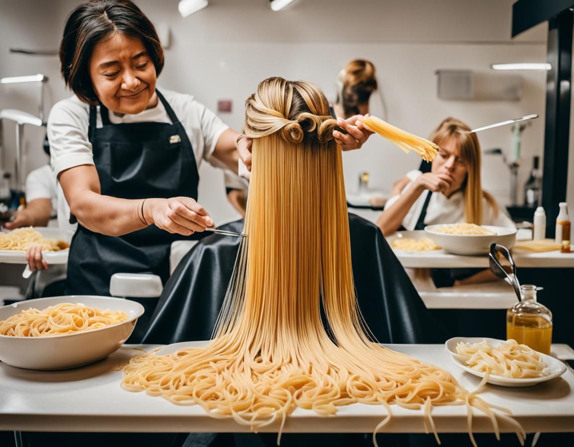Spaghetti hair - AI Generated Artwork - NightCafe Creator