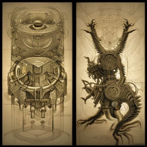 Clockwork dragon schematics - AI Generated Artwork - NightCafe Creator