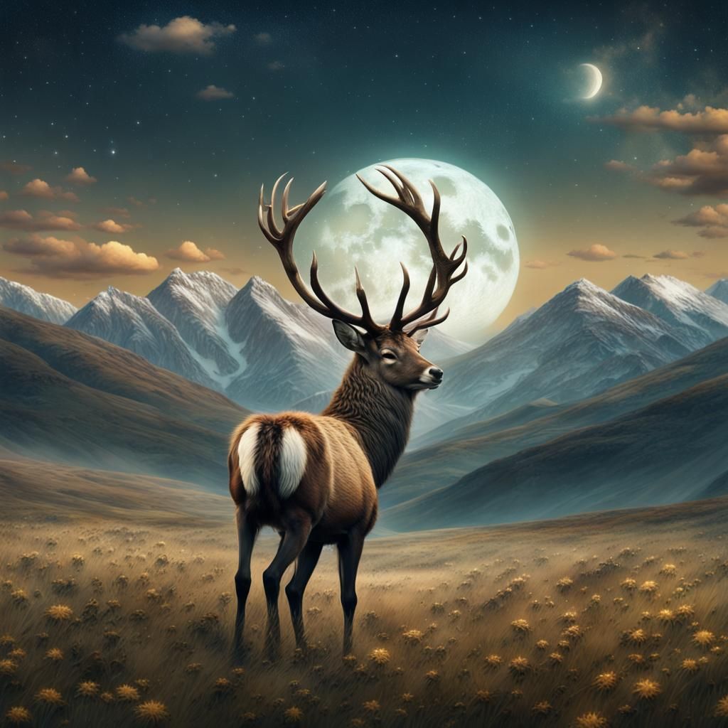 Moonlight Stag - AI Generated Artwork - NightCafe Creator