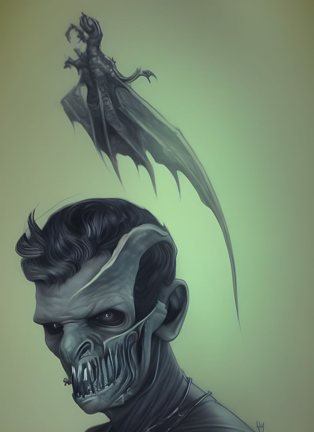 Portrait of A Demon Detective and His Flying Sidekick - AI Generated ...