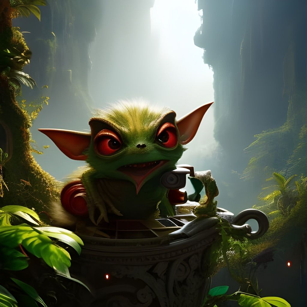 GREMLIN sitting in a Teacup - AI Generated Artwork - NightCafe Creator