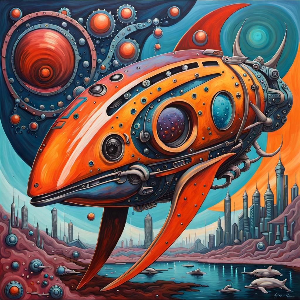Dolphin complementary colors hypermodernism biopunk sci-fi detailed ...