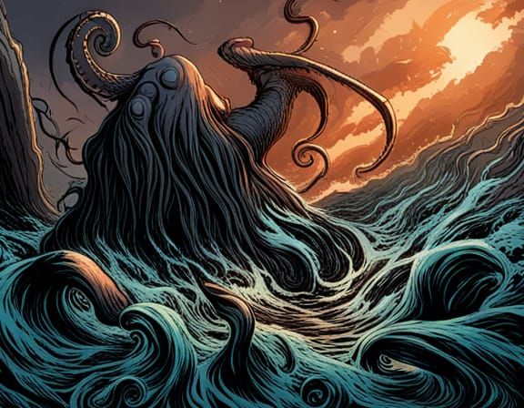 chthulu smashing submarines Mark Brooks and Dan Mumford, comic book art ...