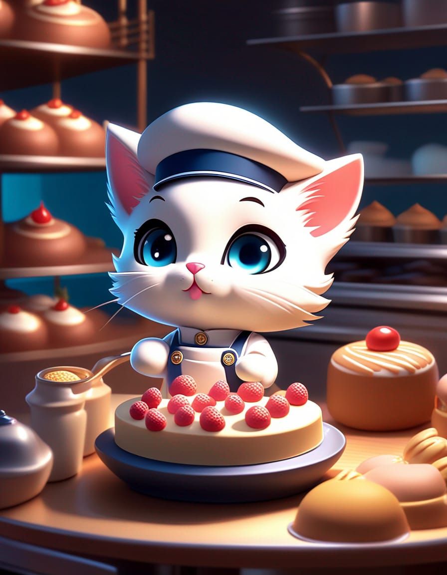 Cute Kitty Baker - AI Generated Artwork - NightCafe Creator