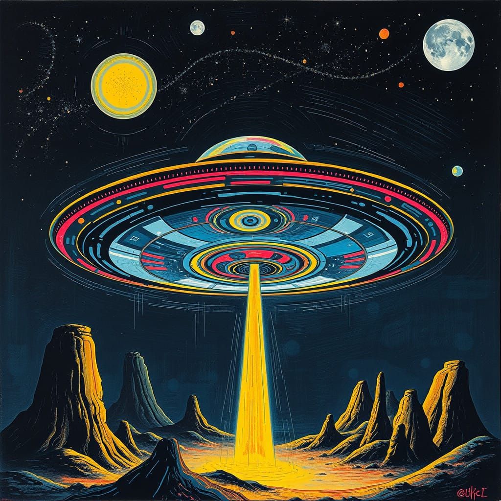 Surrealist UFO Concept Art in Vibrant, Intricate D... - AI Art
