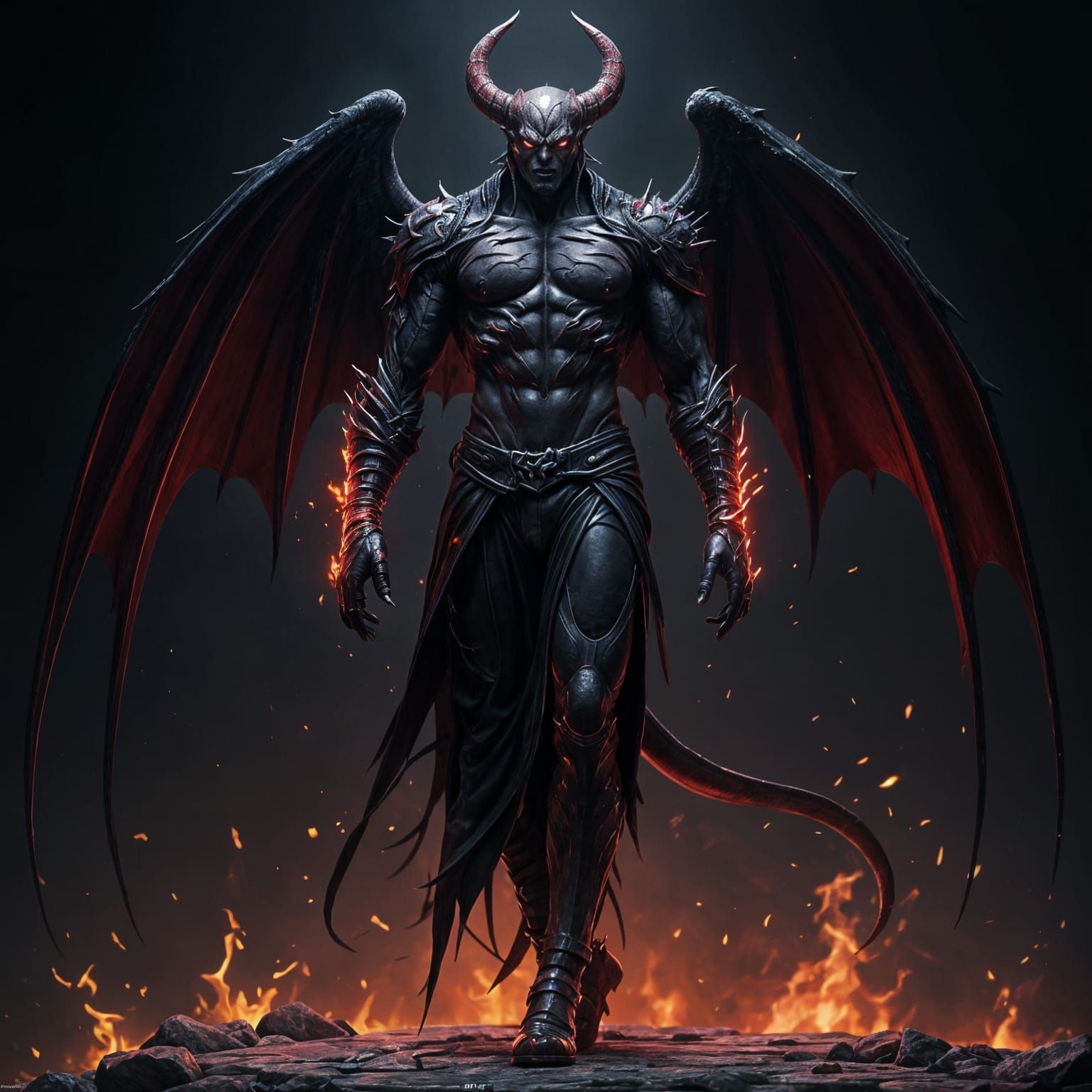 Jinn - Surreal Devil Jinn in Mid-Turn Pose