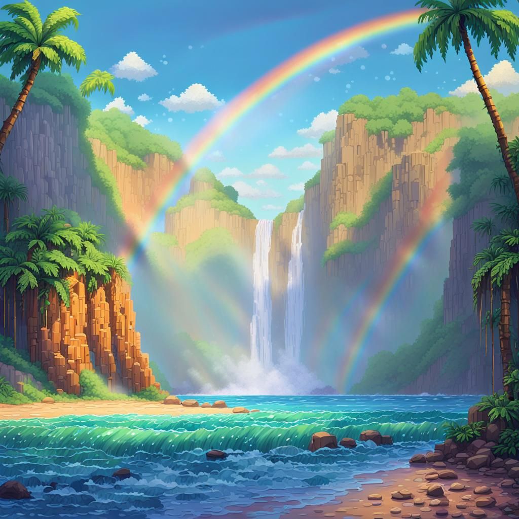 Tropical waterfalls - AI Generated Artwork - NightCafe Creator