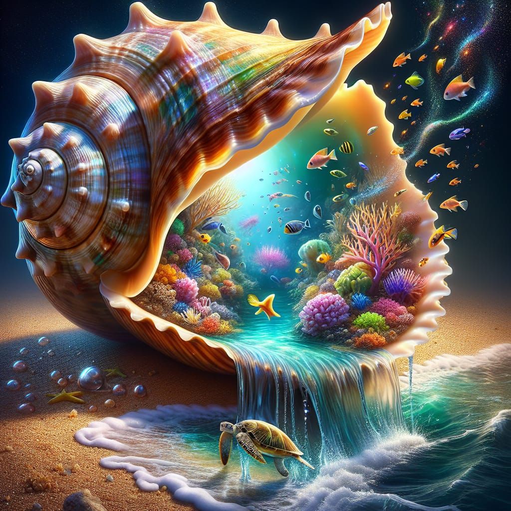 A Cockleshell With Marine Life Inside
