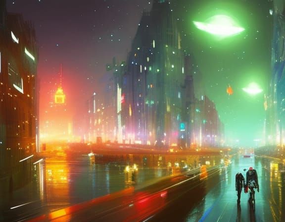 City at night - AI Generated Artwork - NightCafe Creator