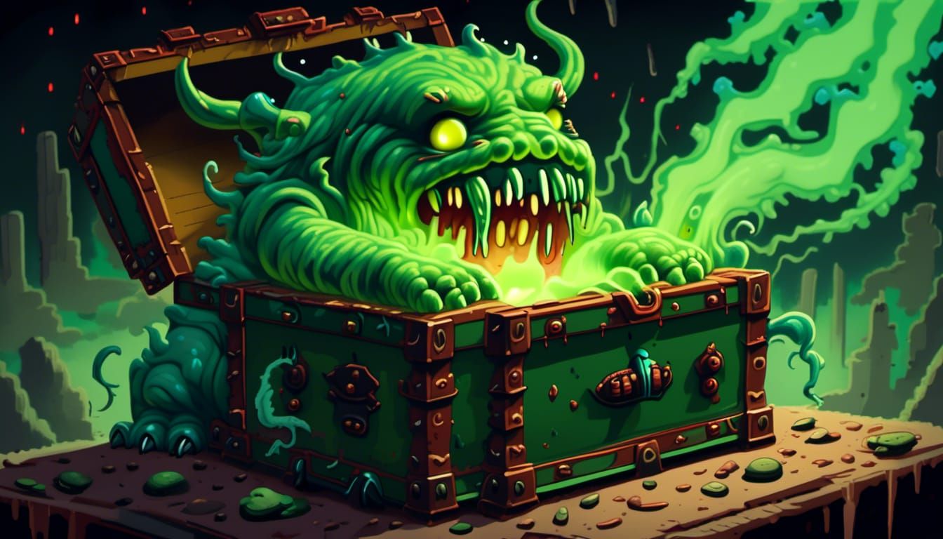 Photograph Portrait of a Mimic living Treasure Chest Teethy Monster ...