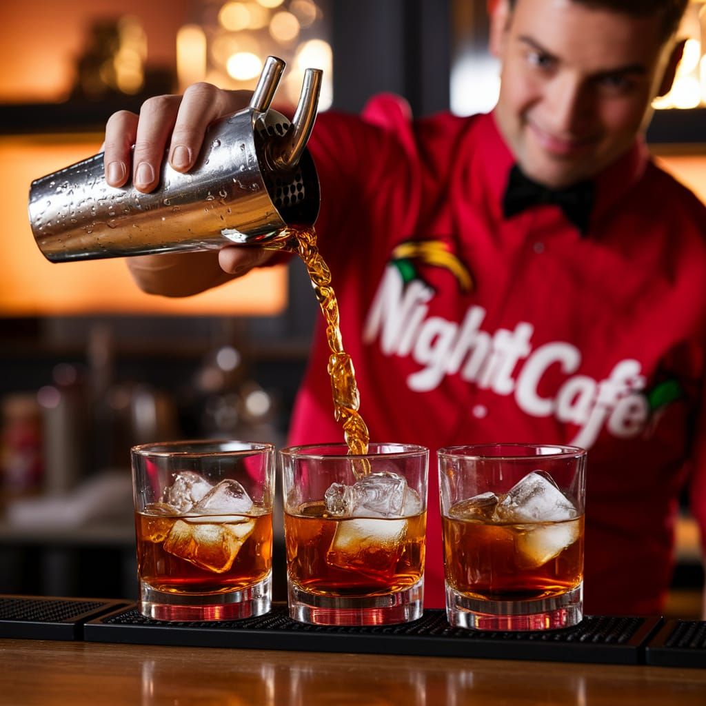 A vibrant and inviting photo of a bustling bar setting, where a skilled ...