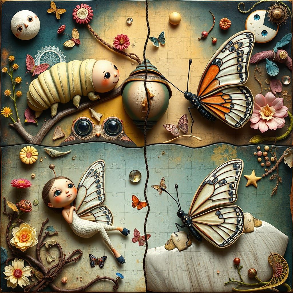 Surrealist Bio Art Collage of Complete Metamorphos... - AI Art