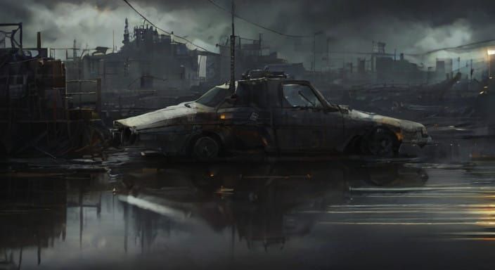 Industrial Machine of Ominous Tension in Impressio... - AI Art