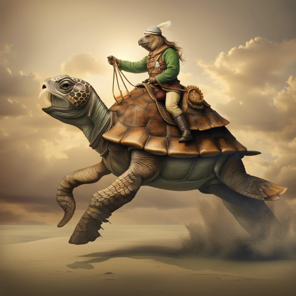 Turtle riding a horse - AI Generated Artwork - NightCafe Creator