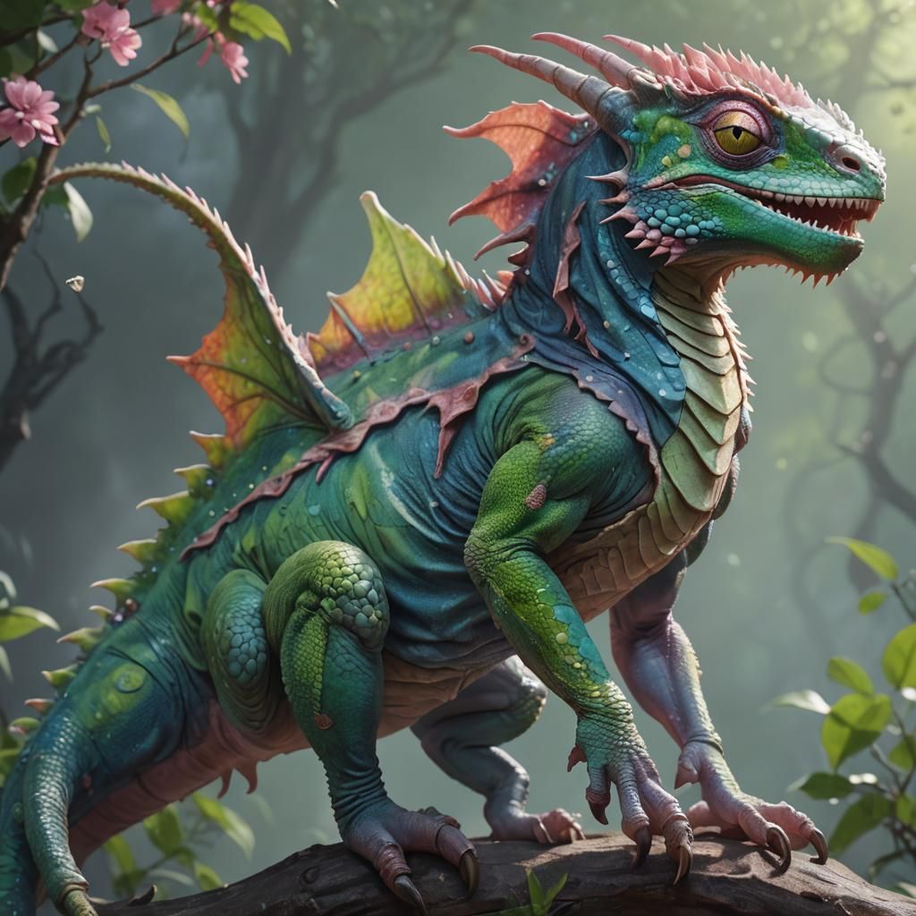 Chameleon dragon creature - AI Generated Artwork - NightCafe Creator