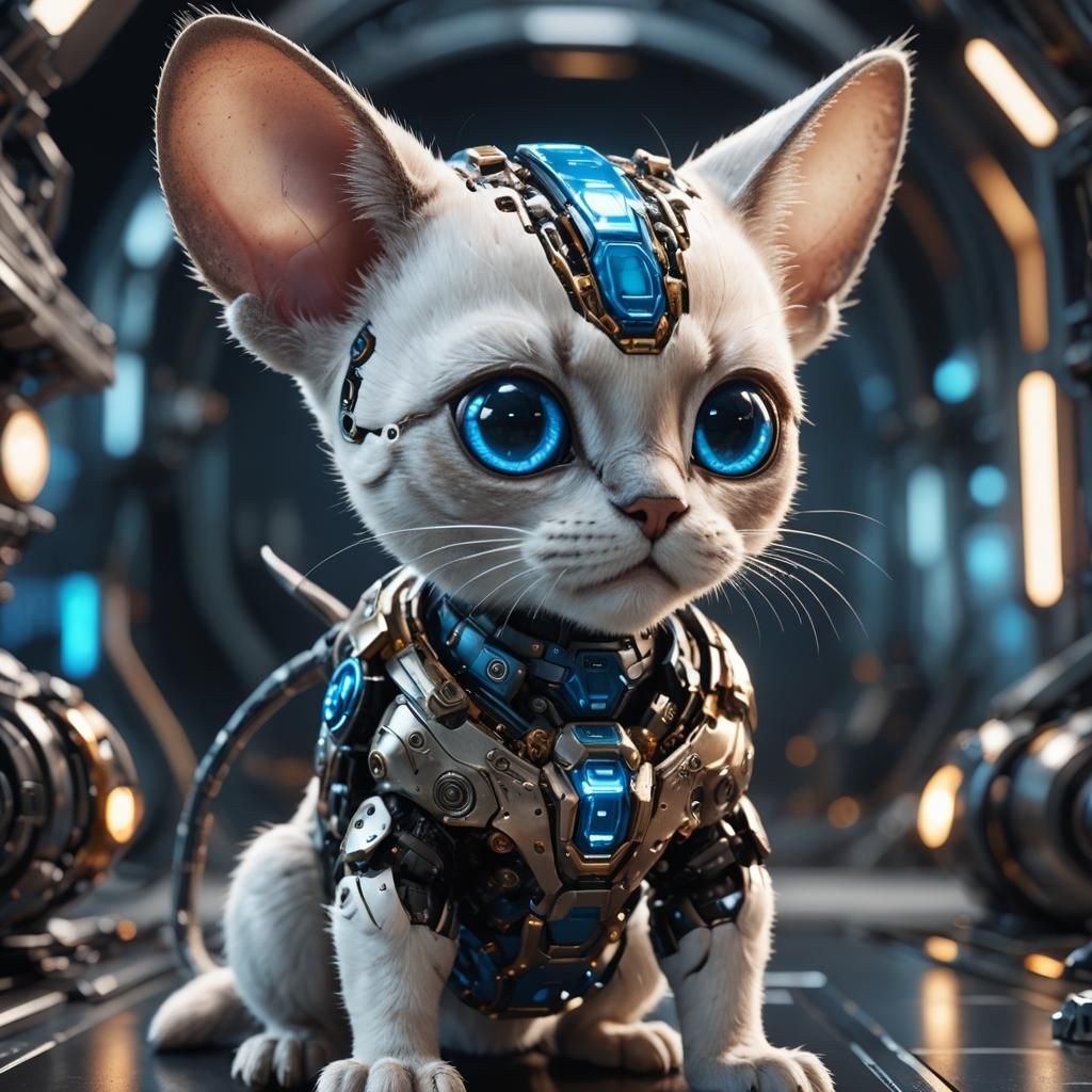 Cyborg Cat - AI Generated Artwork - NightCafe Creator