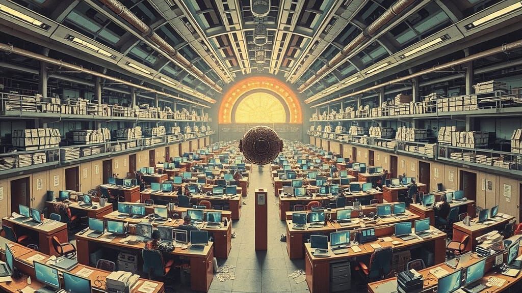 Cosmic Bureaucratic Labyrinth in Distant Galaxy - AI Art