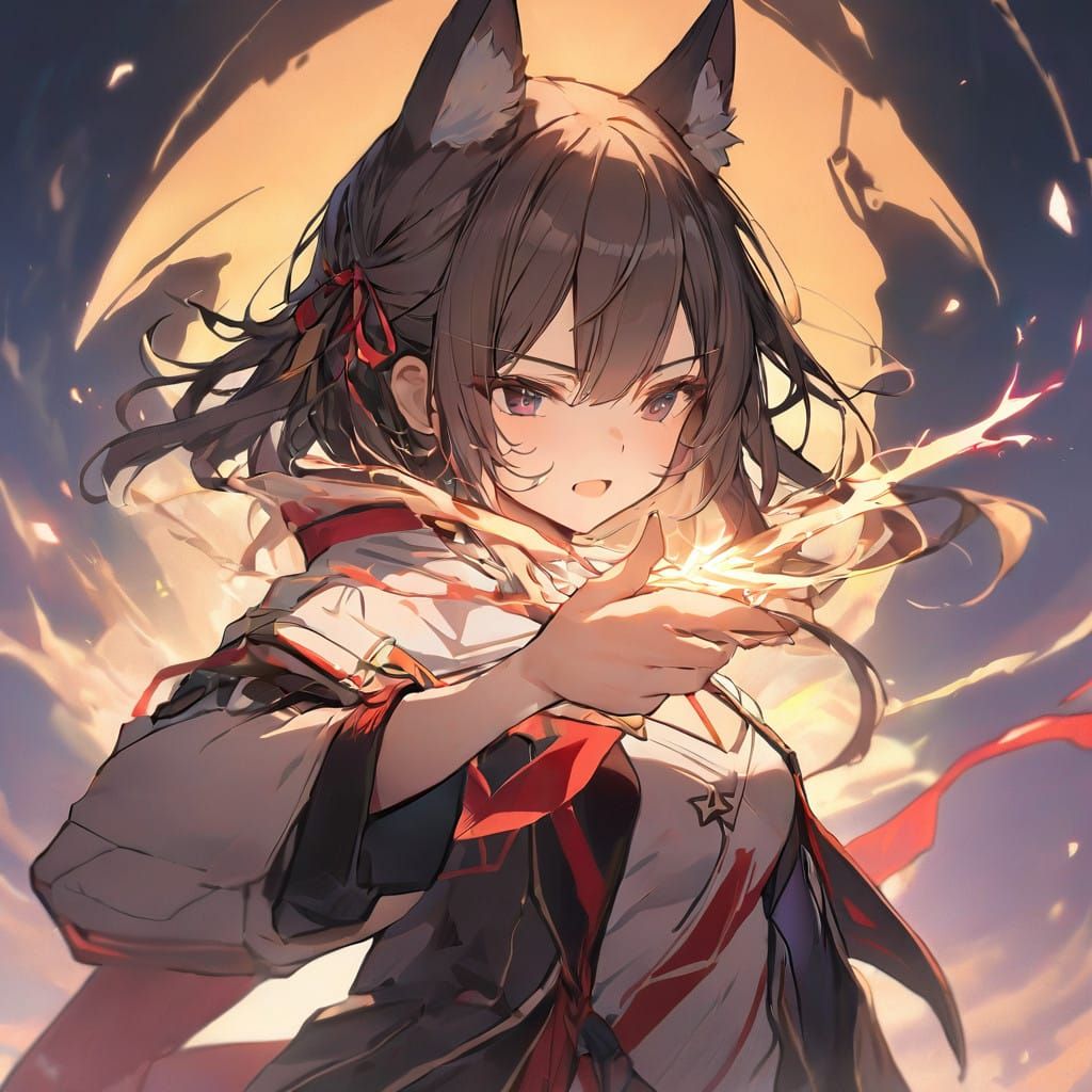 Kitsune woman wielding magic - Kitsune woman wielding magic...