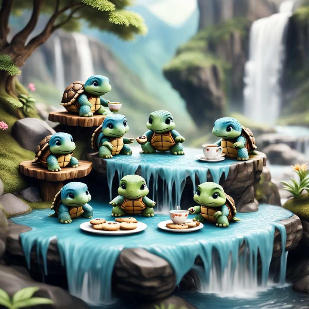 Turtle Tea Party 🐢🍵 - AI Generated Artwork - NightCafe Creator