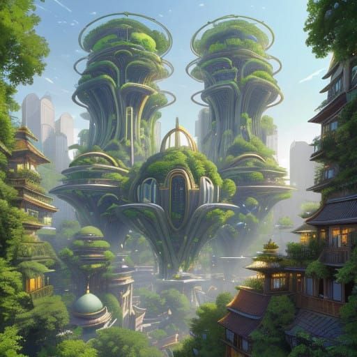 Futuristic Arcology in Organic Style - AI Art